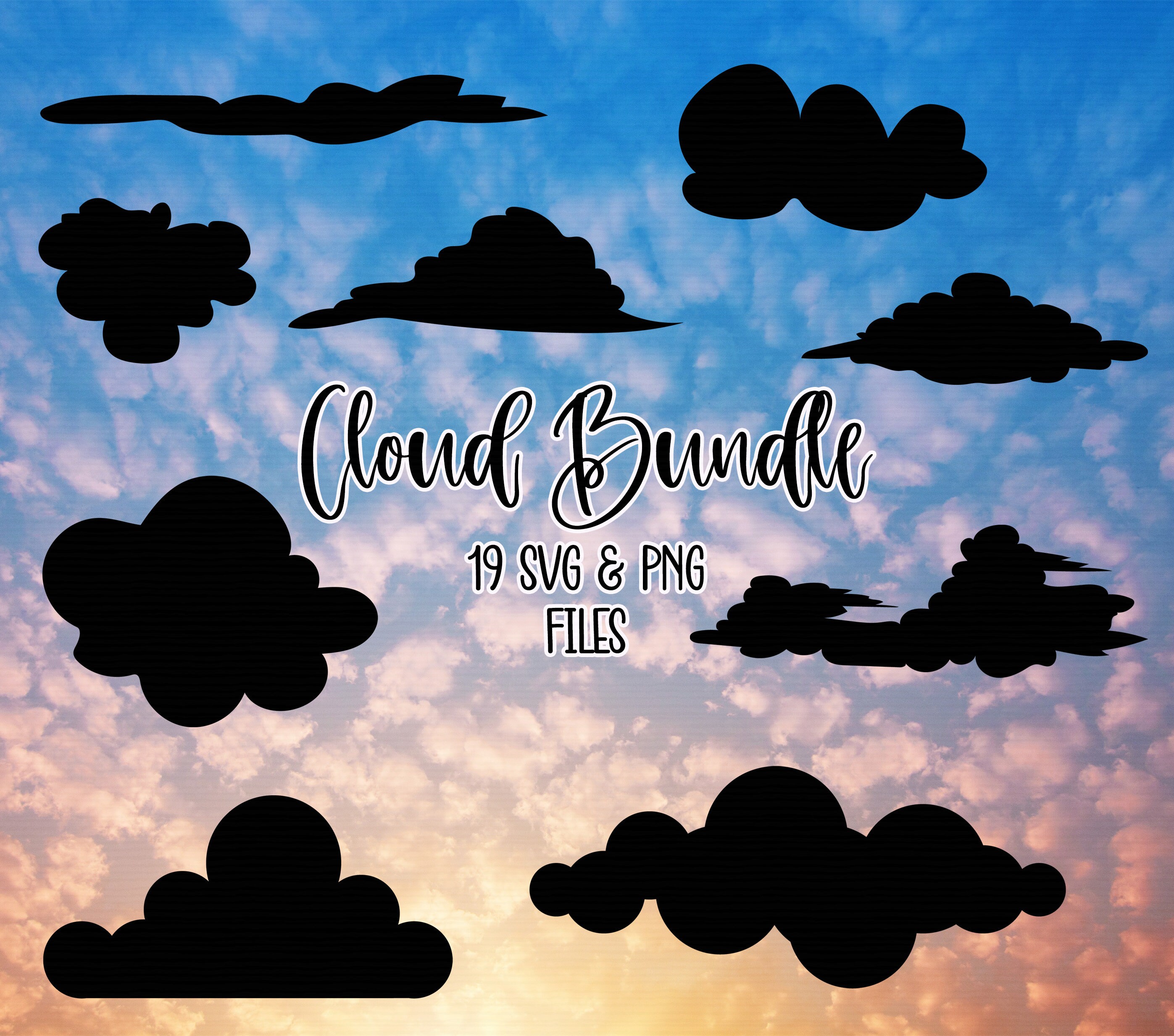 Cloud Bundle SVG & PNG Files | Decals | Cut Files - Etsy