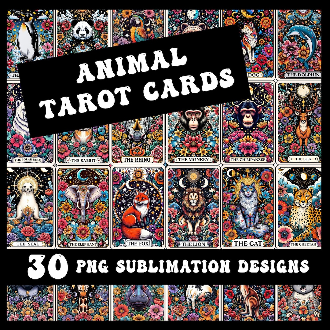 30+ Beautiful Animals Card Bundle, Sublimation Design, Witchy Vibes PNG ...