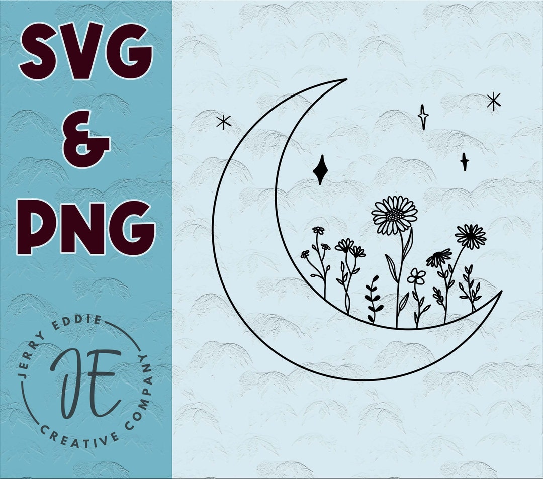 Moon Flowers SVG PNG File - Etsy