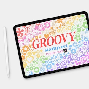 Procreate Groovy Stamp Set, Drawing Doodles Flowers 60s 70s Sixties ...