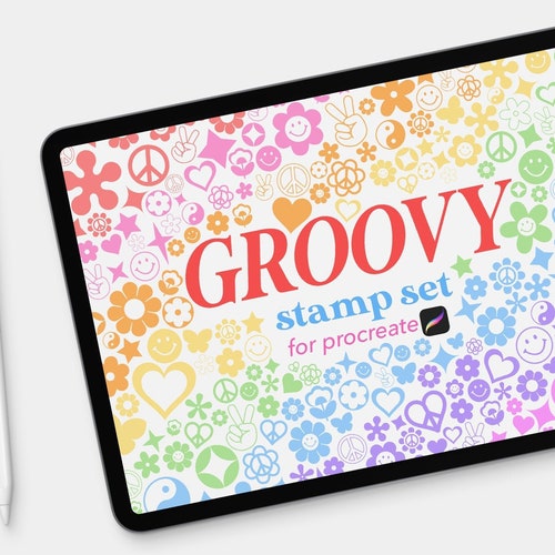 Procreate Groovy Stamp Set Drawing Doodles Flowers 60s 70s - Etsy