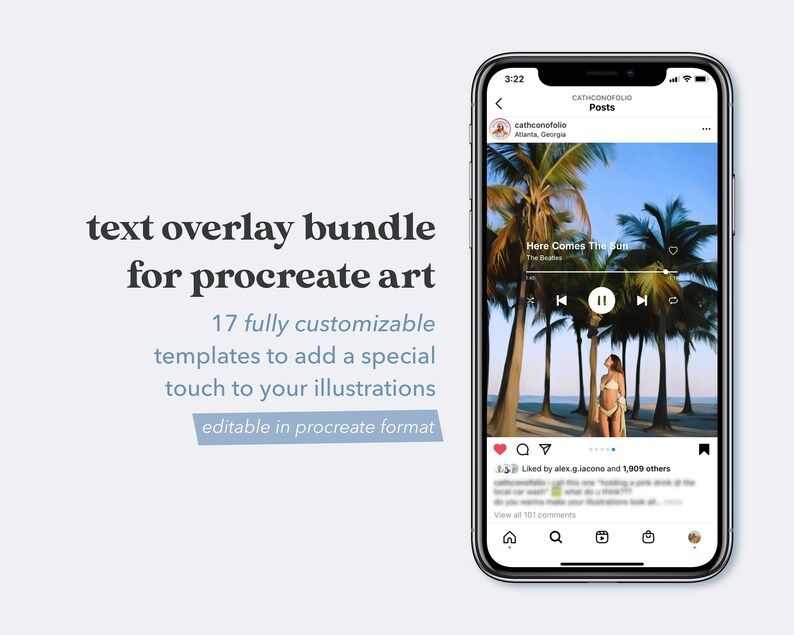 Procreate Text Overlays Text Message Templates Spotify Song | Etsy