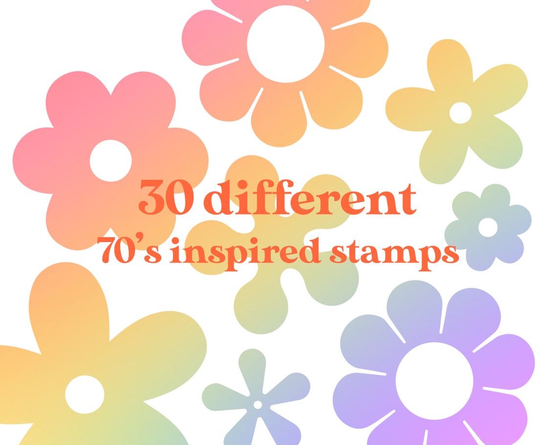 Procreate Groovy Stamp Set Drawing Doodles Flowers 60s 70s - Etsy