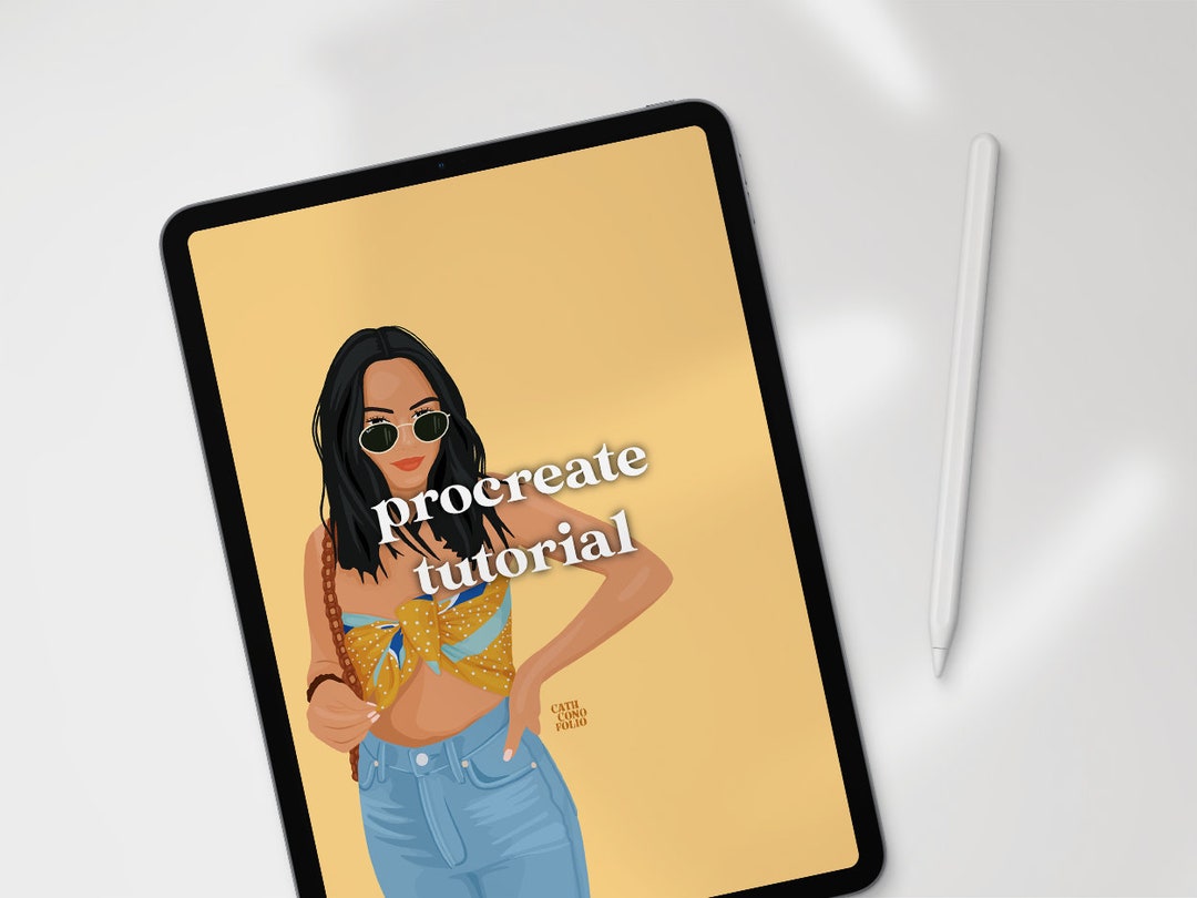 Procreate Digital Art Illustration Portrait Tutorial, How to Draw Hair ...