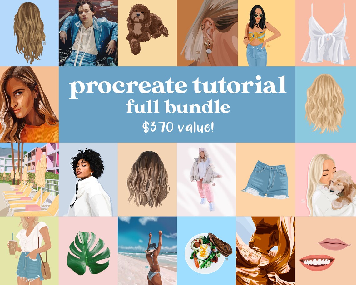 Procreate Digital Illustration Tutorial Bundle Full Bundle - Etsy