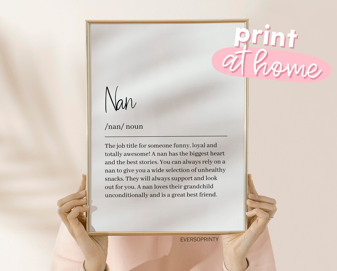 Nan Definition Print Nan Christmas Present Nan Quote Prints - Etsy.de