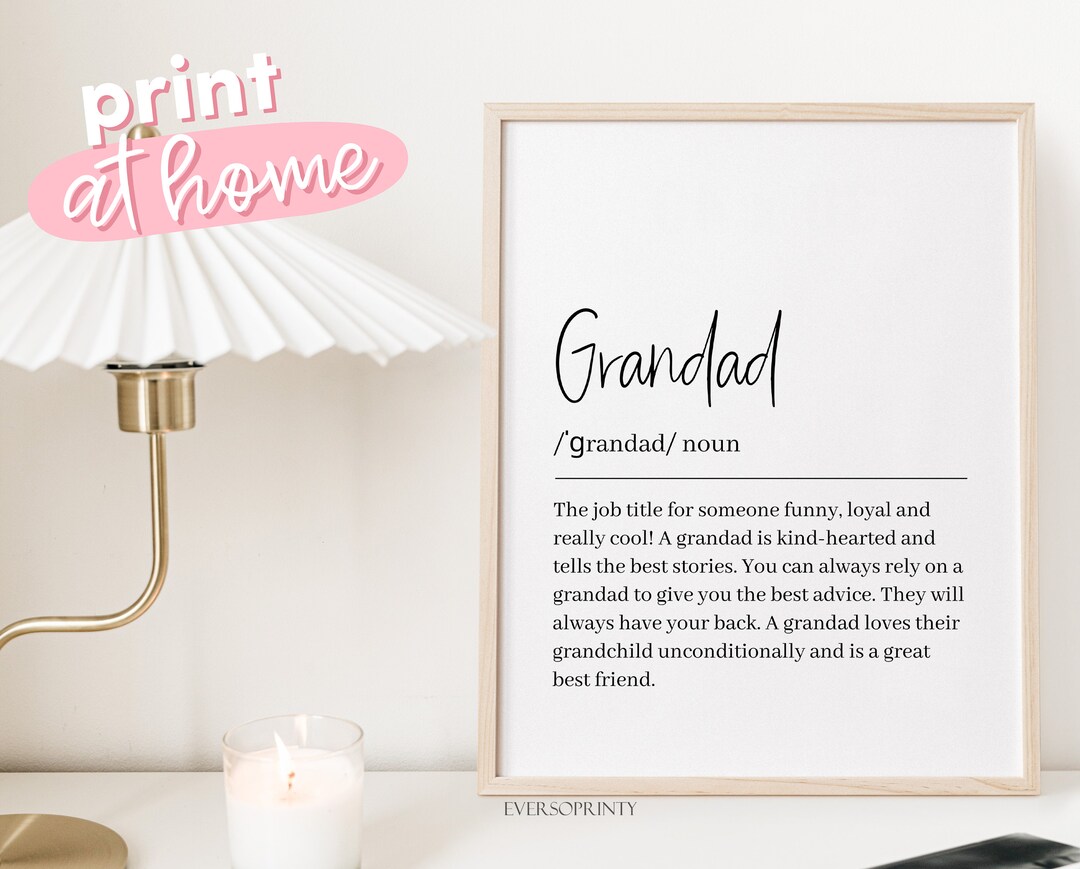Grandad Definition Print, Gift For Grandad Birthday, Gift From ...