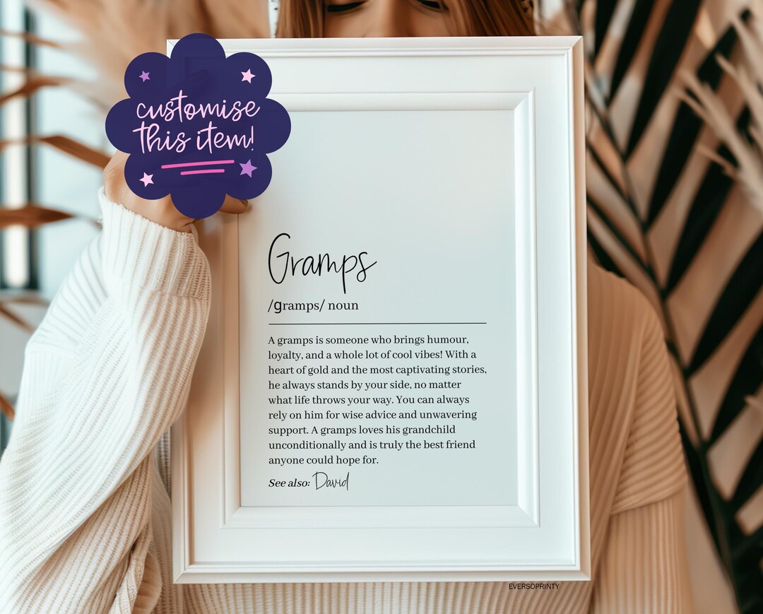 Personalised Gramps Gift, Gramps Definition, Gift for Gramps Birthday ...