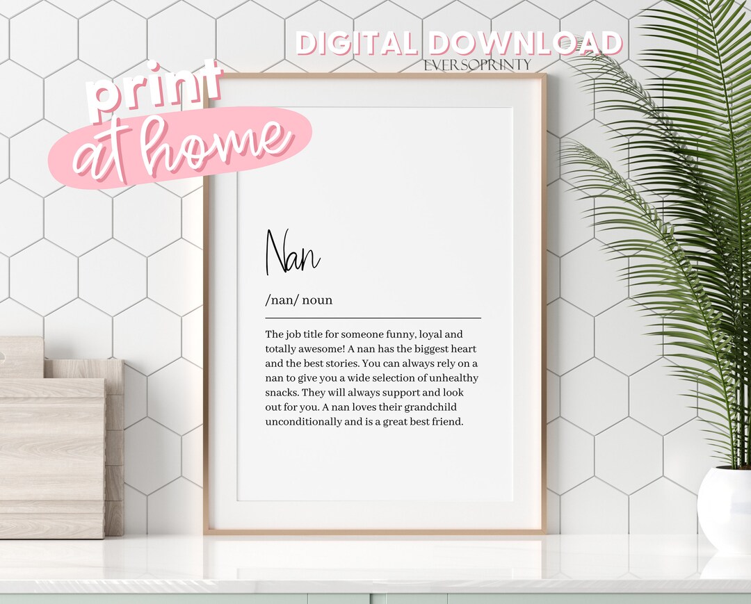 Nan Definition Print Nan Christmas Present Nan Quote Prints - Etsy