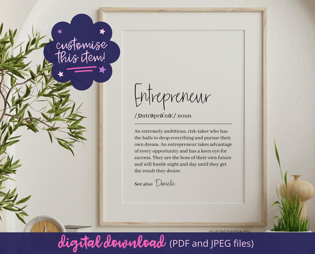 Personalised Entrepreneur Print, Business Owner Gift, Small Business ...