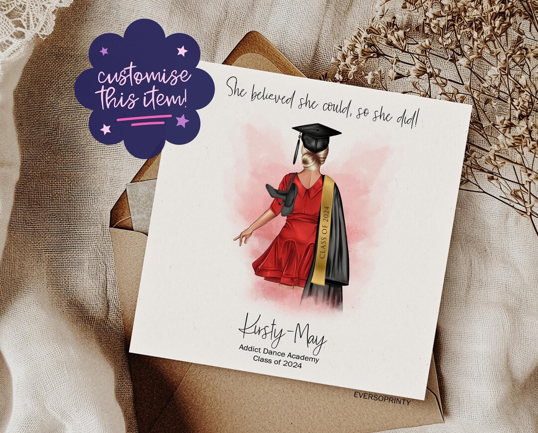 Personalised Dancer Graduation Card, Graduation Gift, University ...