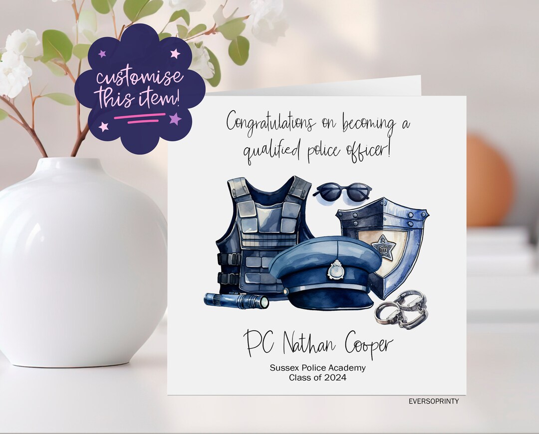 Personalised Police Officer Graduation Card, Graduation Gift, New ...