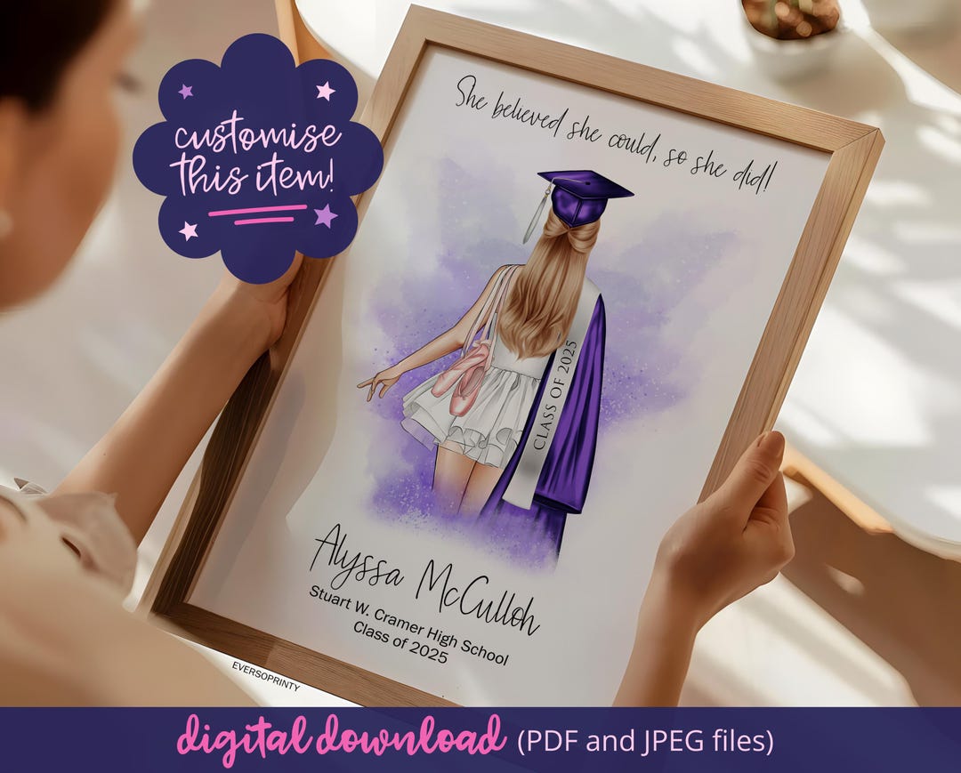 Personalised Dancer Graduation Print, Printable Graduation Gift ...