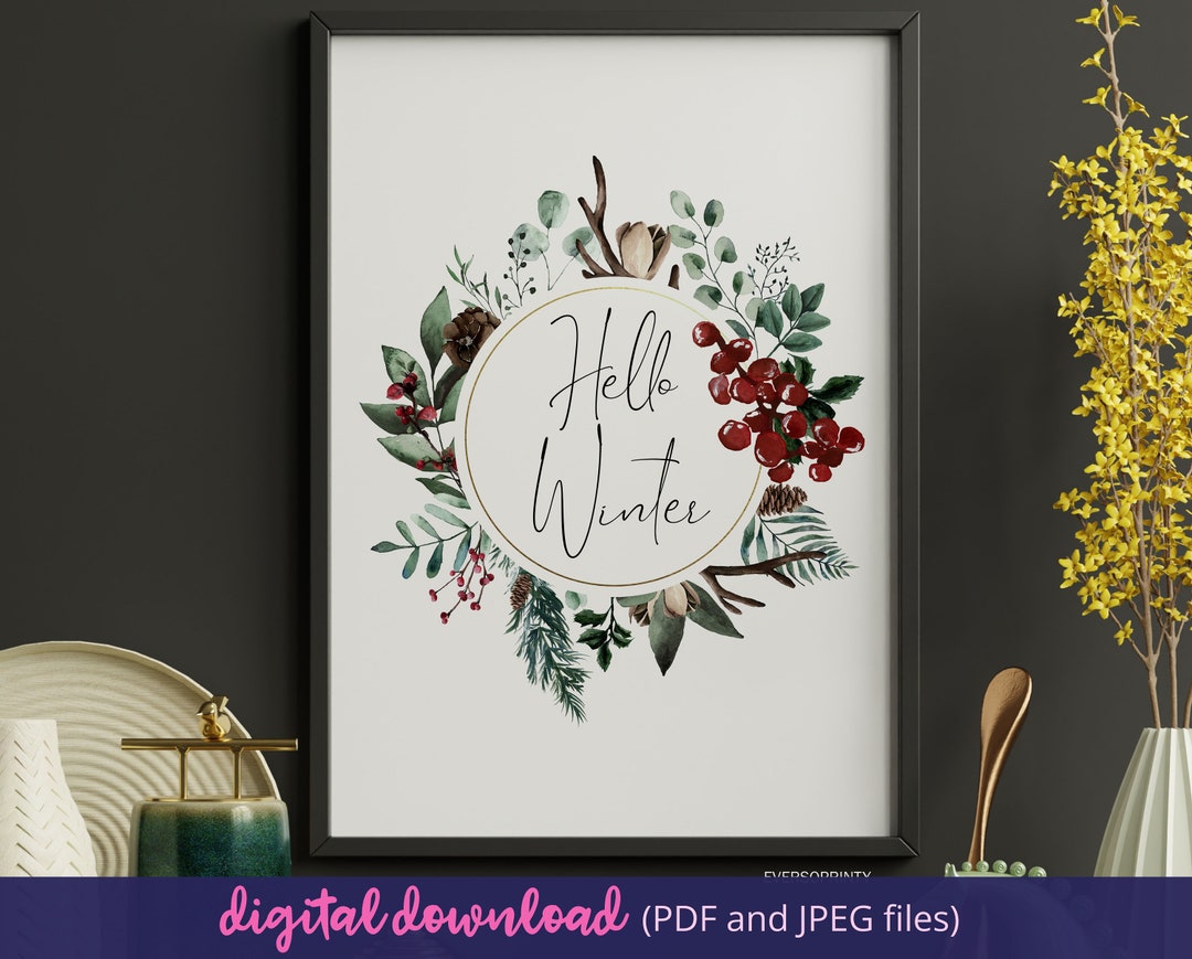 Hello Winter, Printable Wall Art, Winter Definition Print, Christmas ...