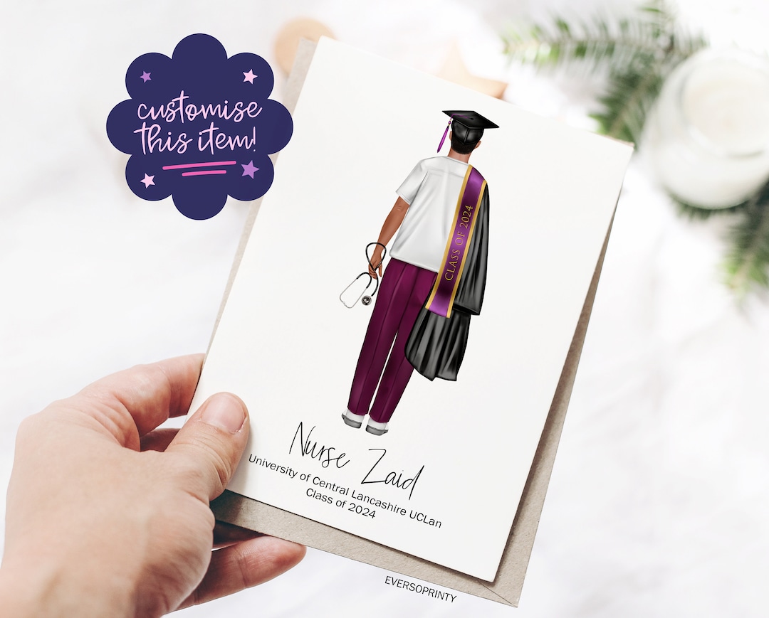 Personalised Nurse Graduation Card, Male Nurse Card, Nurse Graduation ...