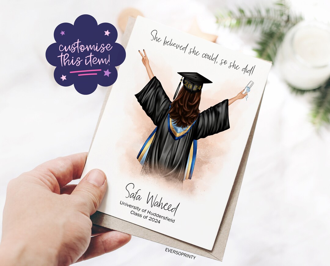 Personalised Graduation Card, University Graduation Gift, Class of 2024 ...