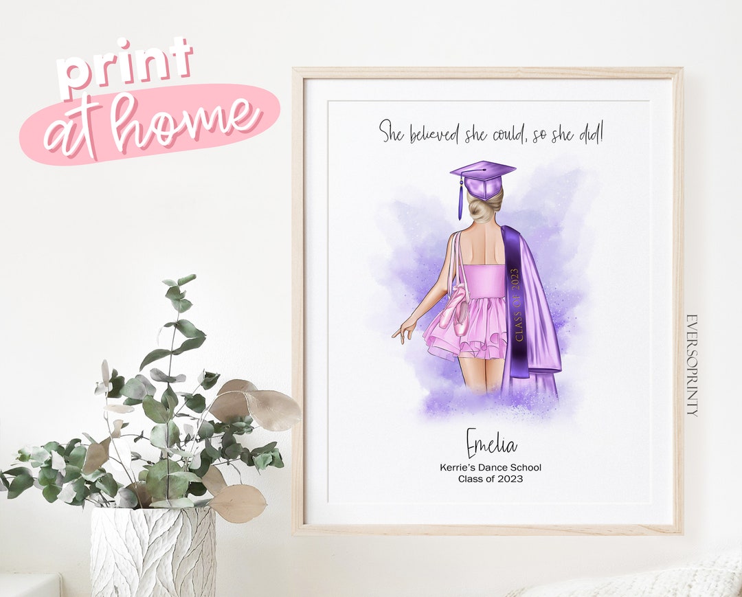 Personalised Dancer Graduation Print, Printable Graduation Gift ...