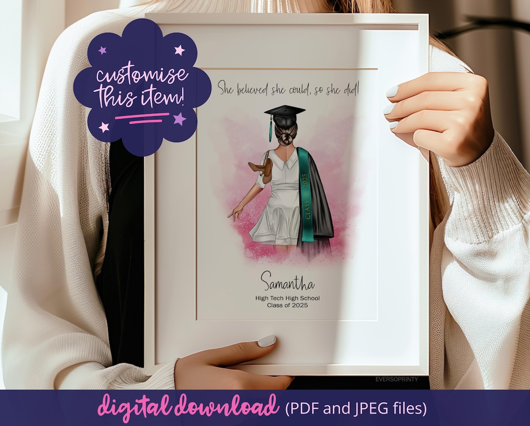 Personalised Dancer Graduation Print, Printable Graduation Gift ...