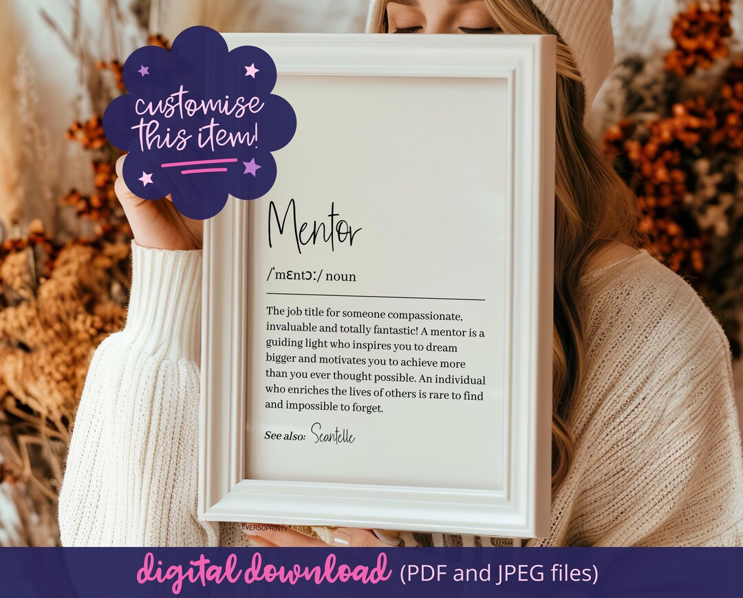 Personalised Mentor Definition Print, Printable Mentor Gift, Mentor ...