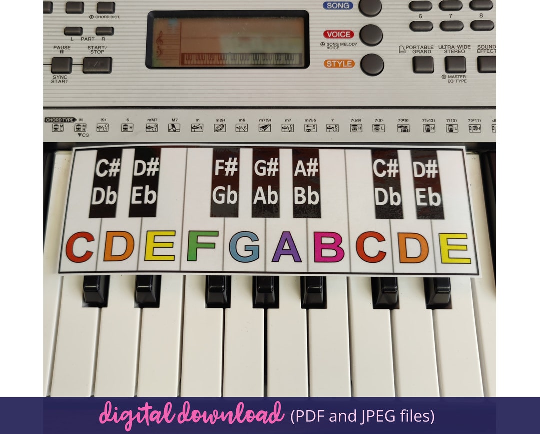Printable Piano and Keyboard Note Chart, Piano Note Guide, Keyboard ...