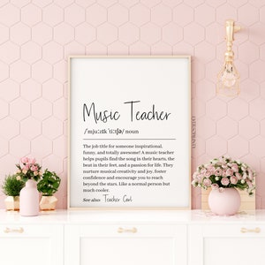 Personalised Music Teacher Gift, Music Teacher Definition Print ...