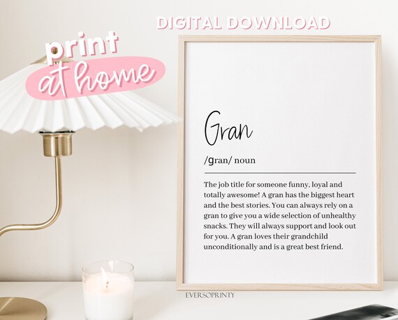 Gran Definition Print Gran Gift From Granddaughter Gran - Etsy