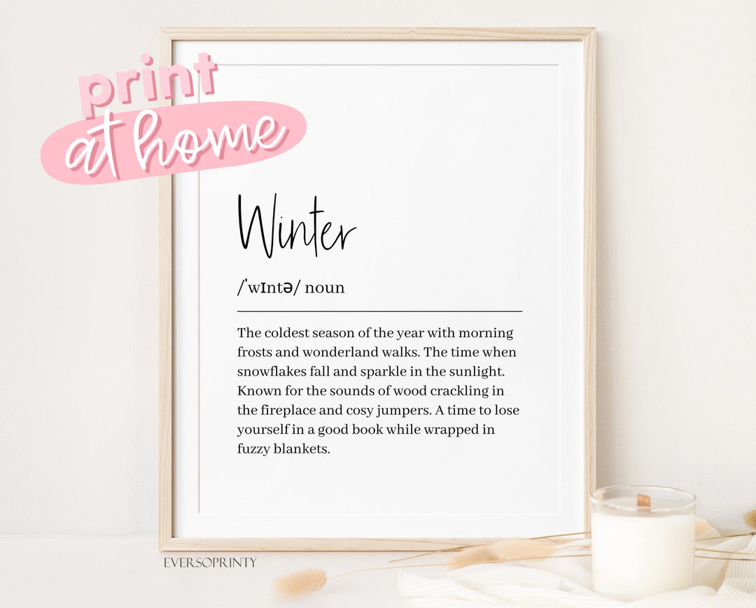Printable Winter Definition Print Hello Winter Poster - Etsy