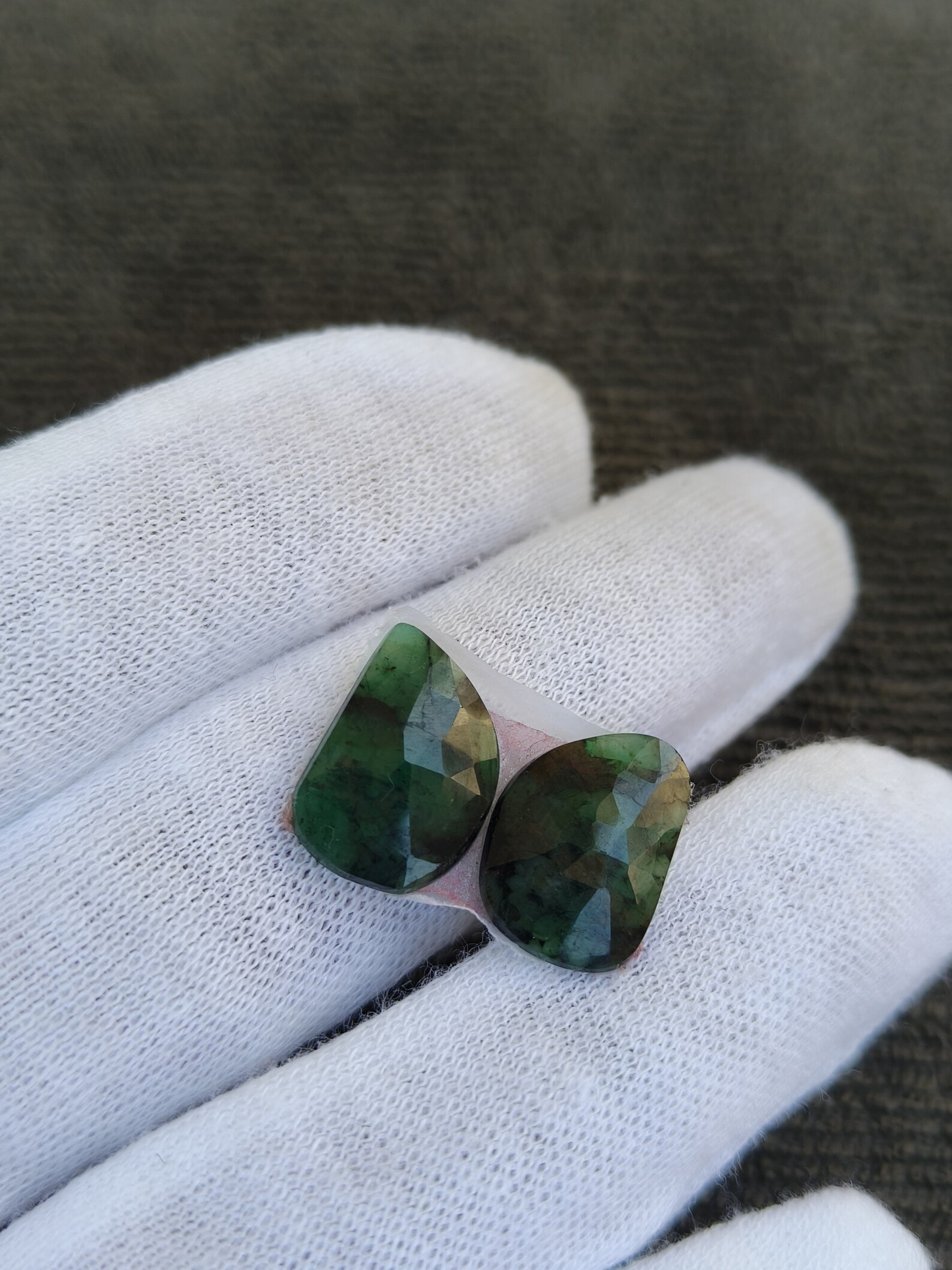 Natural Emerald Pair Faceted Rose Cut Gemstone, Emerald Pair Loose Rare ...