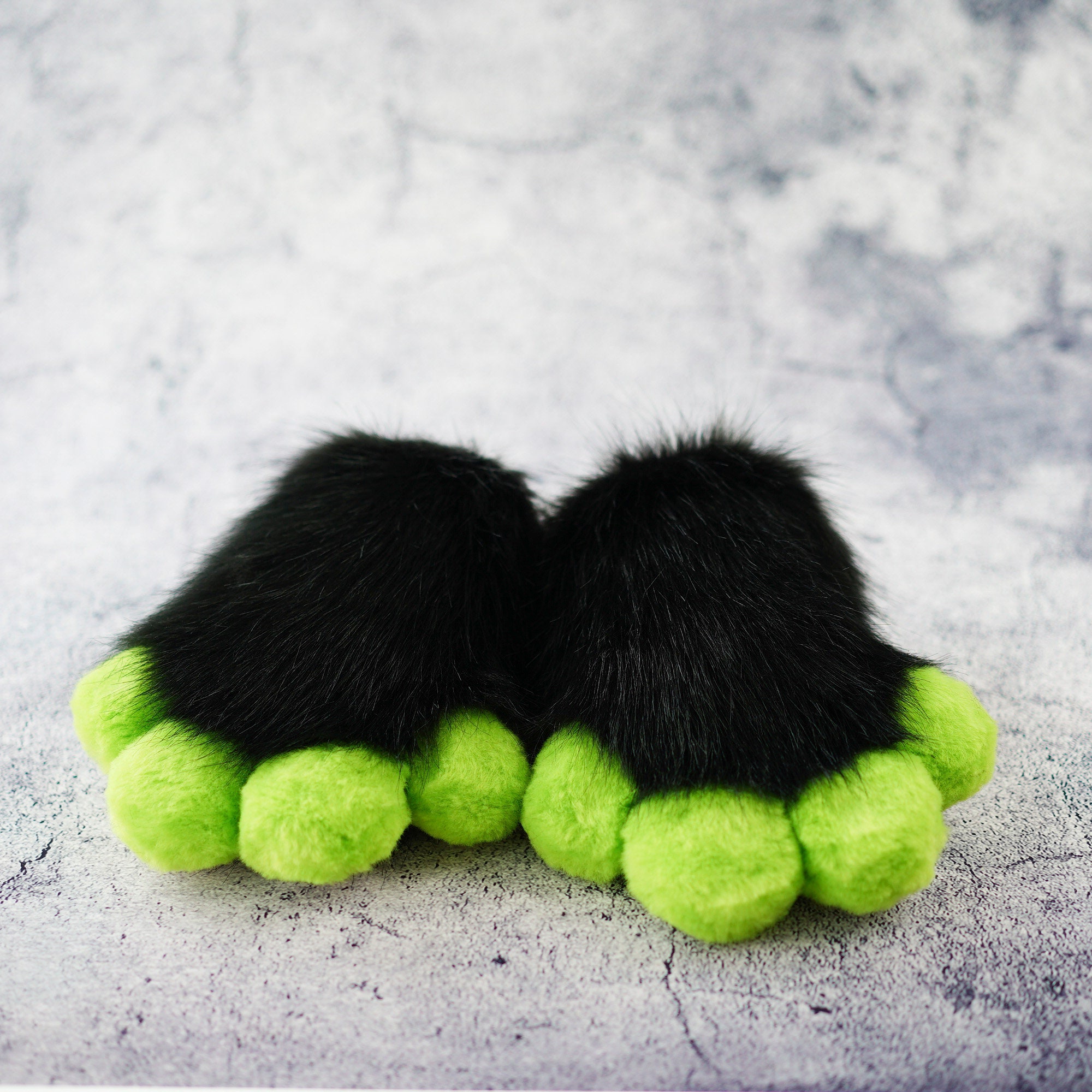 Lime Green Black Cat Fursuit Paws-soft Furry Gloves for Cosplay and ...