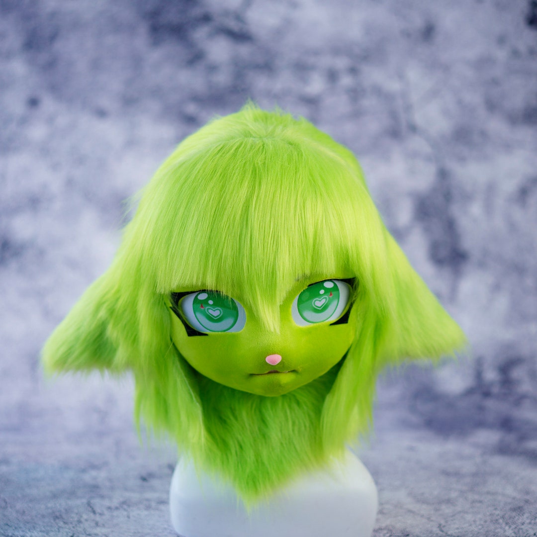 Lime Green Kigurumi Cosplay Mask, Kig Fursuit Head,ghost Grey Sheep ...