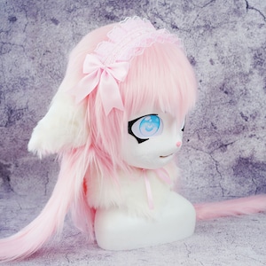 Cute Baby Pink Sheep Kig Furry Mask Head,fursuit Mask Head, Cat Kemono ...