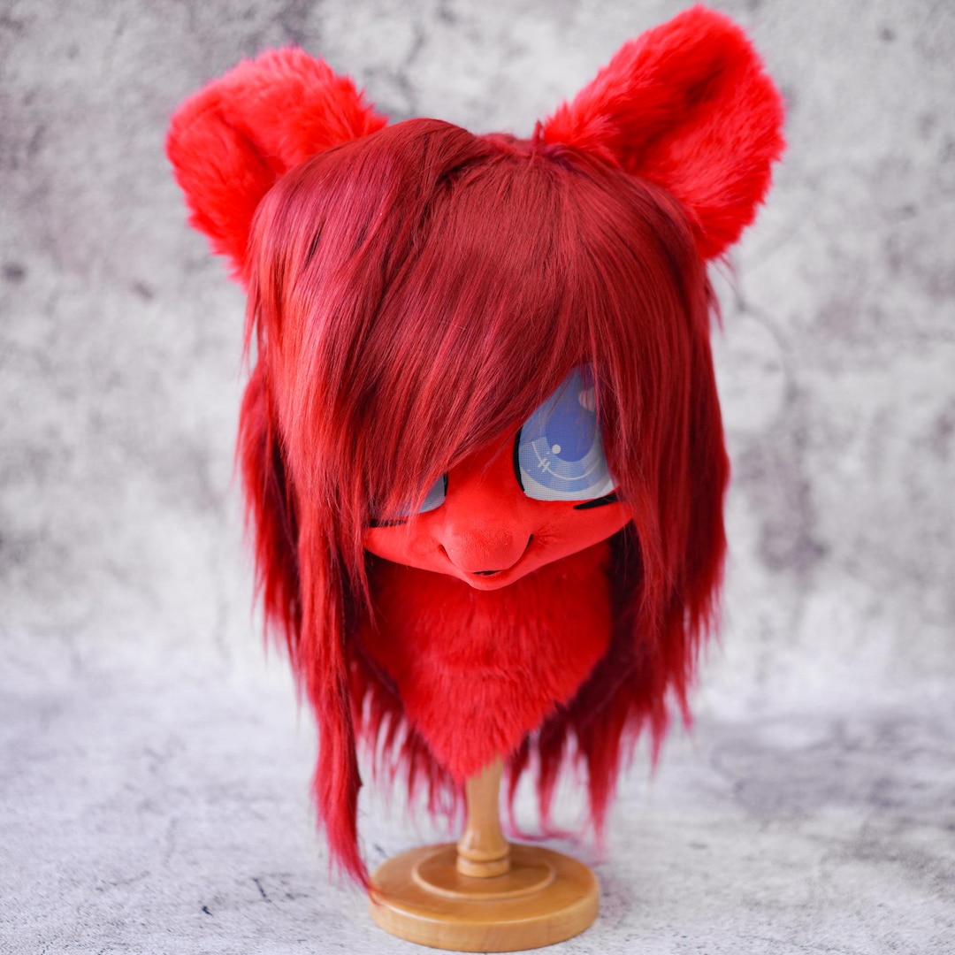 Pony Kigurumi Furry Mask, MLP Fursuit Cosplay Head. Red Faux Fur Anime ...