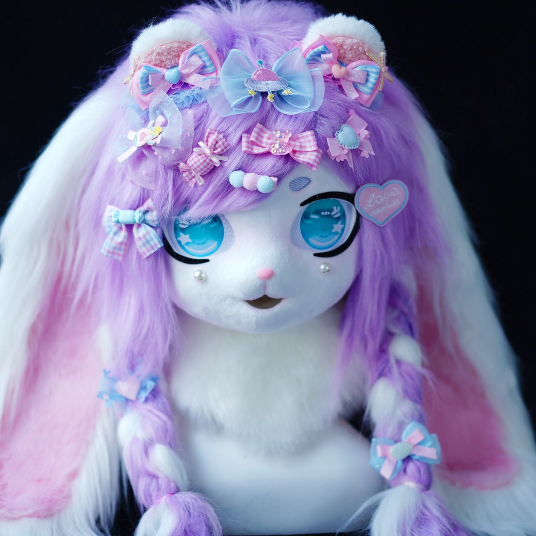 Candy Lavender Bunny Kigurumi Fursuit Furry Head Kig Style,white Bunny ...