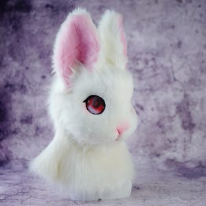 Faux Fur Bunny Mask | Realistic Fursuit Head | Furry Fandom Cosplay ...