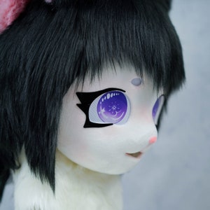 Custom Furry Mask With Black Hair for Girl,kig Fursona Head , Kig ...