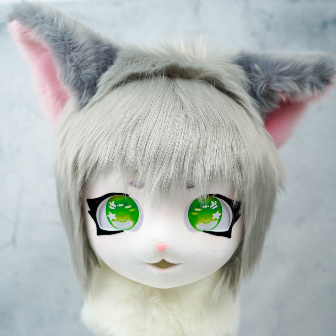 Custom Kig Head Fursuit Furry Head With White Hair ,relic the Halloween ...