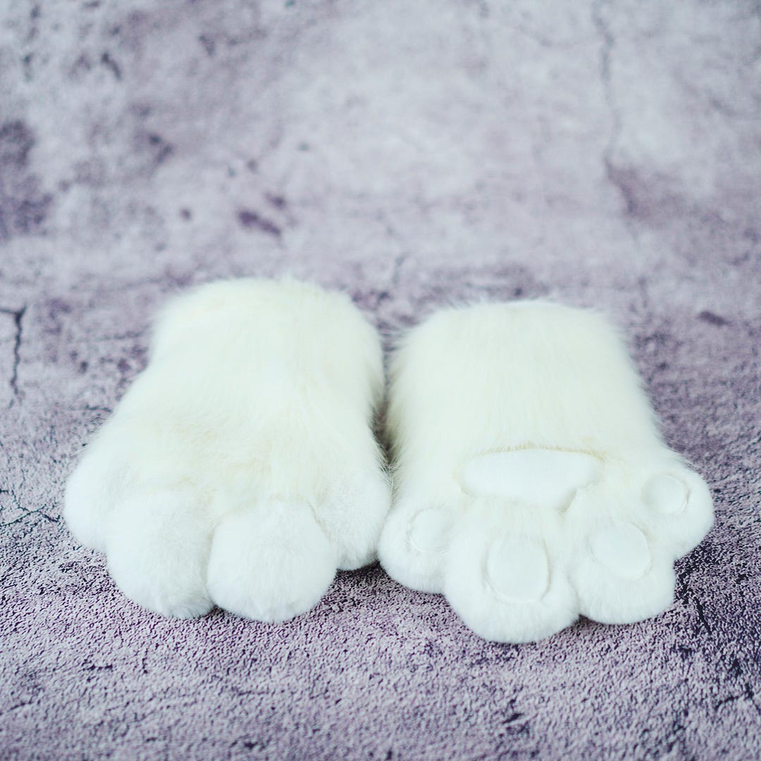 All White Paw Gloves-4 Finger Puppy Kitty Cosplay Costume Accessories ...