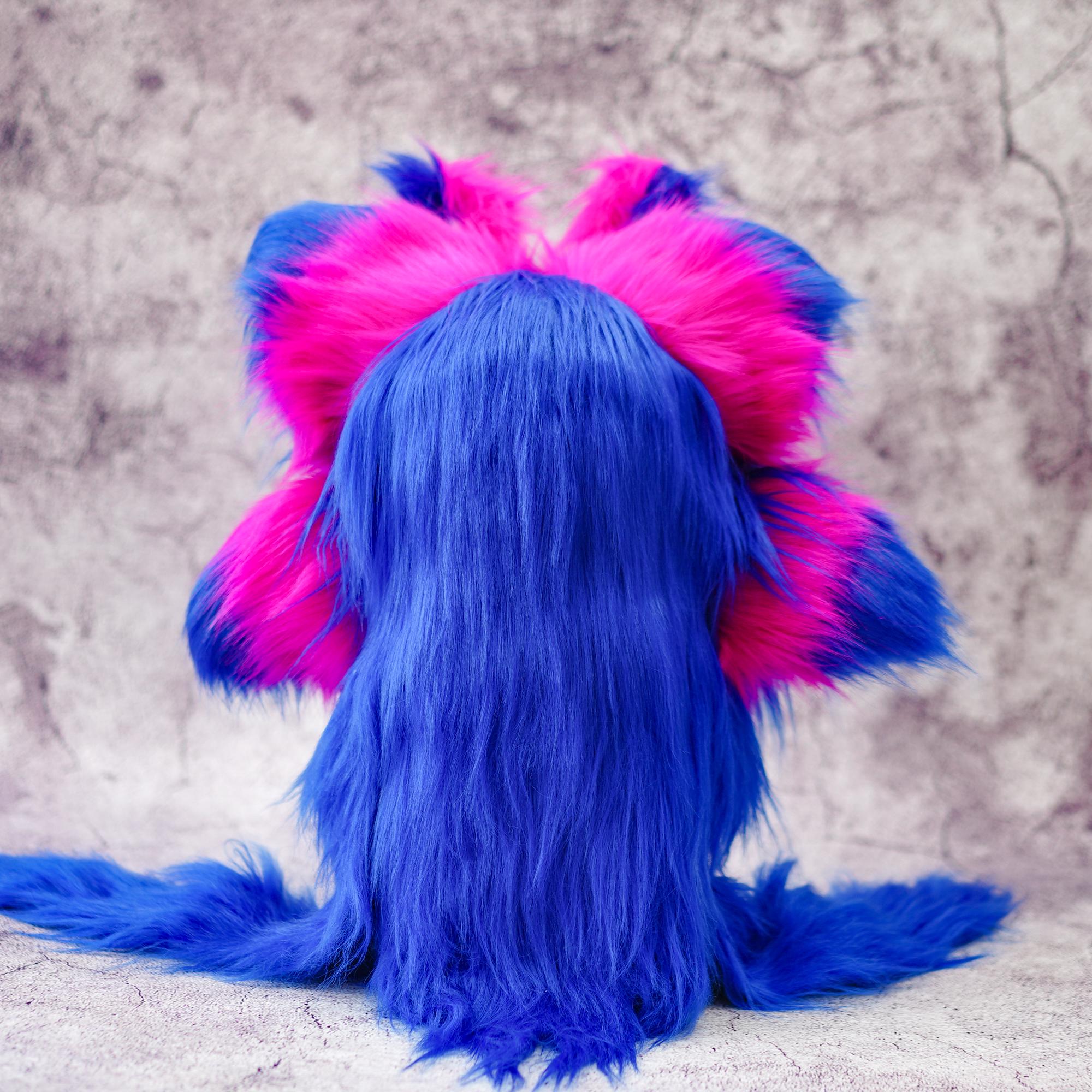 Kigurumi Fursuit Head Alien Style, KIG Mask Hot Pink Face Sapphire Hair ...