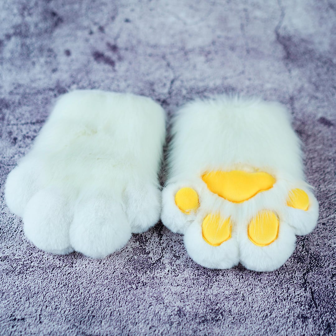 White Furry Paws With Yellow Pads – Handmade Cosplay Costume ...