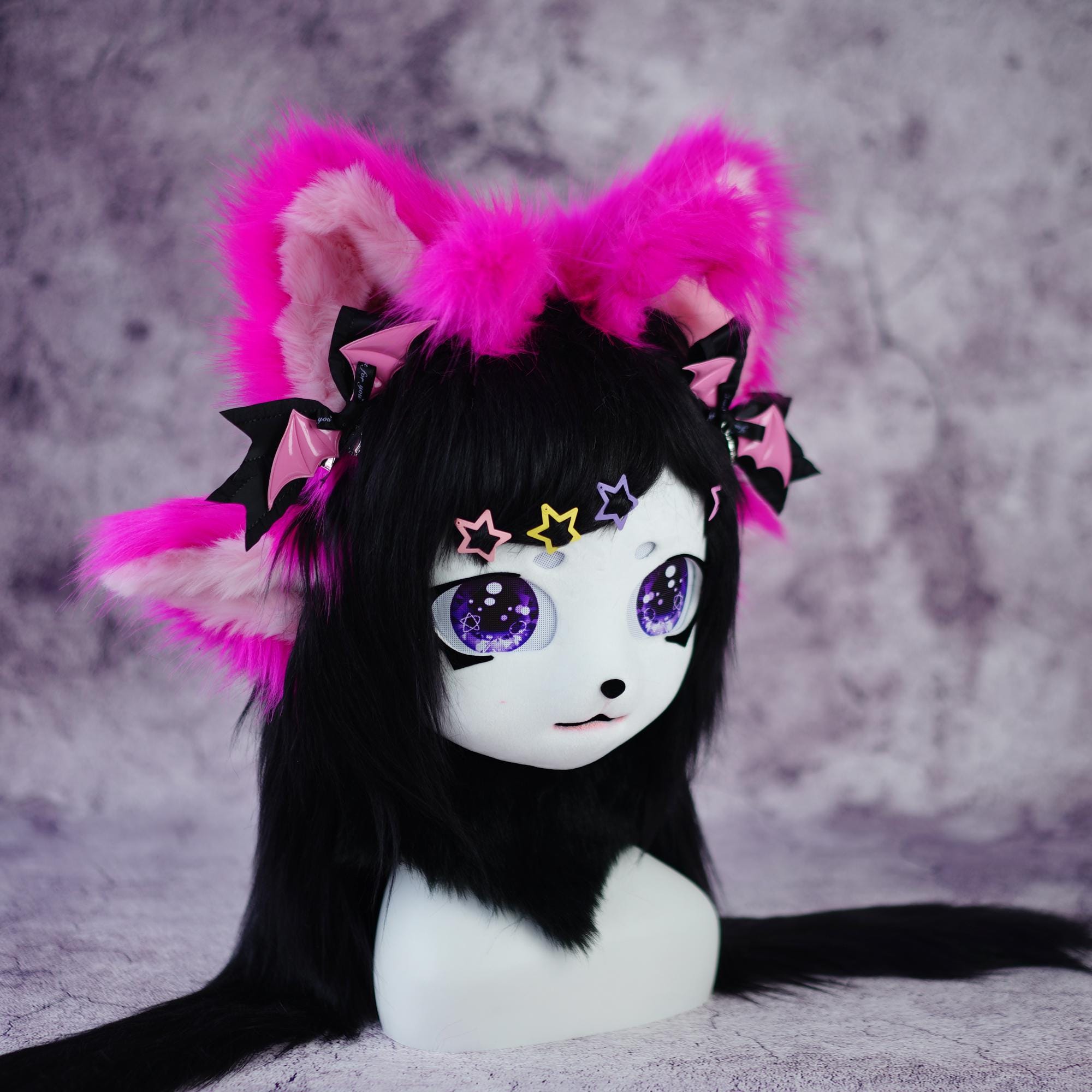 Alien Fursuit Head Mask and Handpaws Set- Handcrafted Faux Fur Kigurumi ...