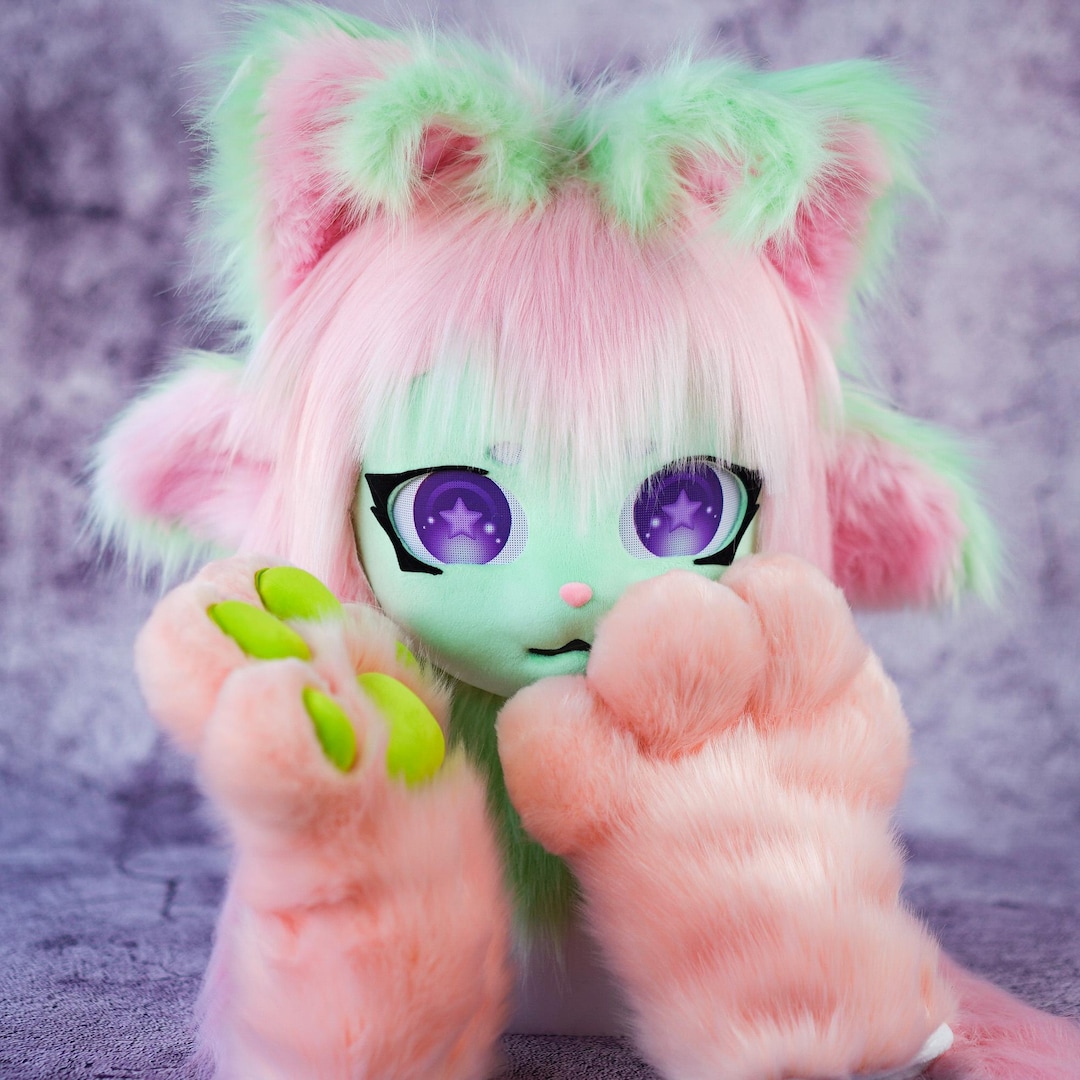 Alien Baby Part 2 Green Kigurumi Mask Furry Mask With Matching Paws ...