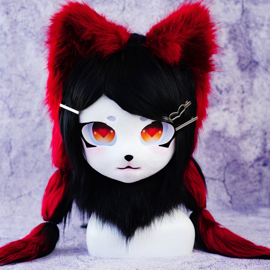 Burgundy Kig Furry Mask, Handmade Cosplay Adoptable,kigurumi Style ...