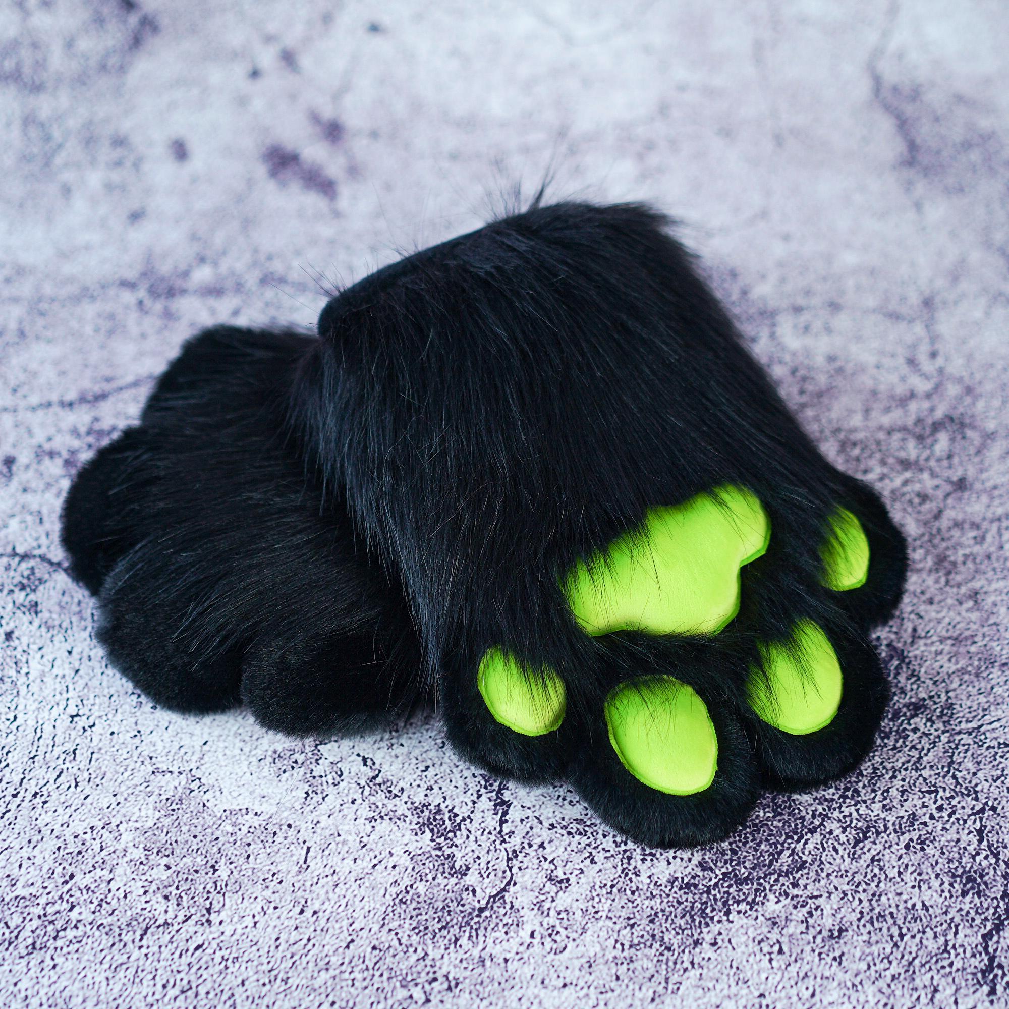 Black Paw 4-finger Gloves Fursuit Paws Furry Gloves-puppy Kitty Animal ...