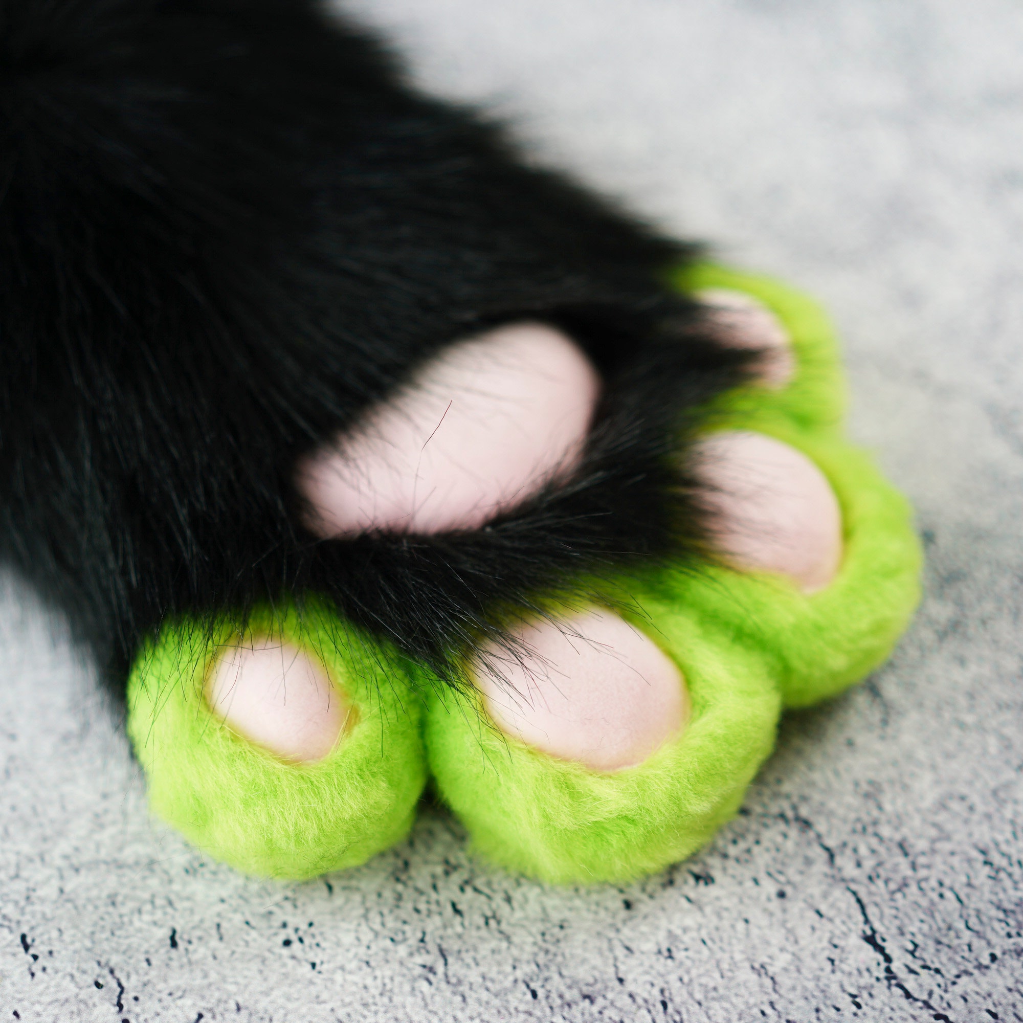 Lime Green Black Cat Fursuit Paws-soft Furry Gloves for Cosplay and ...
