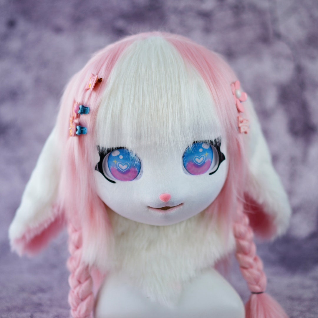 Baby Pink Bunny-kawaii Pre-made Kig Head Fursuit Mask, Kigurumi Head ...