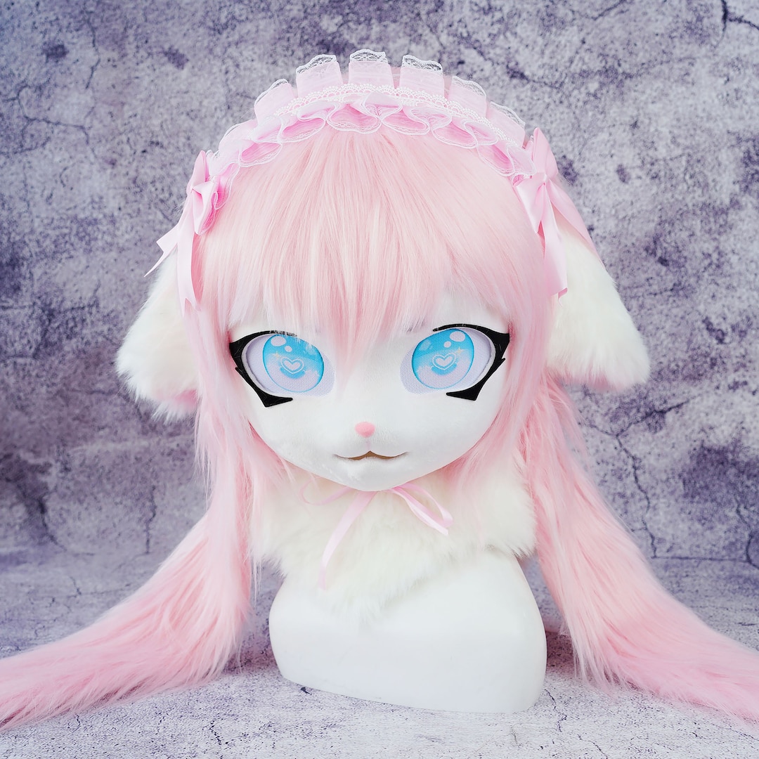 Cute Baby Pink Sheep Kig Furry Mask Head,fursuit Mask Head, Cat Kemono ...