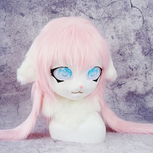Cute Baby Pink Sheep Kig Furry Mask Head,fursuit Mask Head, Cat Kemono ...