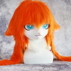 Furryfandom orange Hair Cute Furry Mask , Fursuit Mask Head, Cat Kemono ...