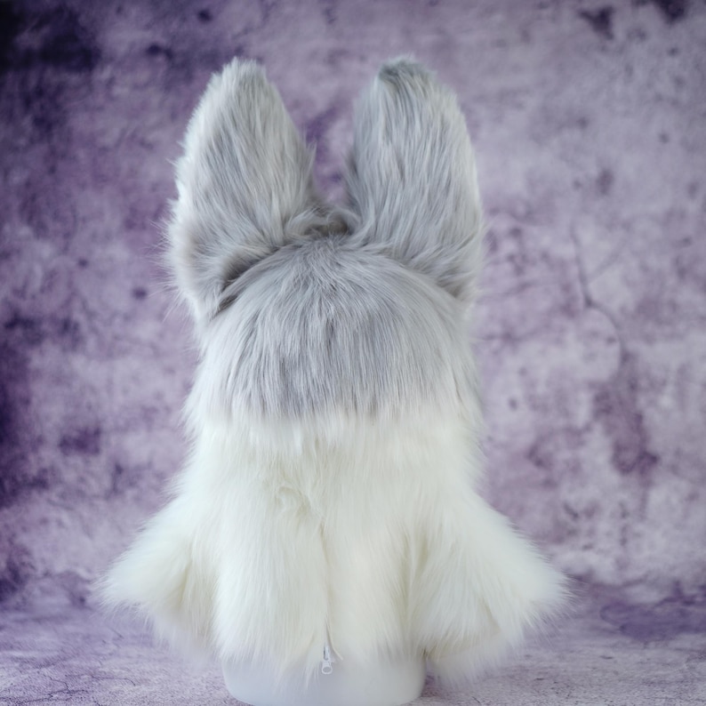 Realistic Bunny Fursuit Mask | Faux Fur Cosplay Head | Furry Convention ...