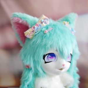 Blue Cat Mask King Cat Mask Furry Cosplay Mask Head With Blue Hair ...